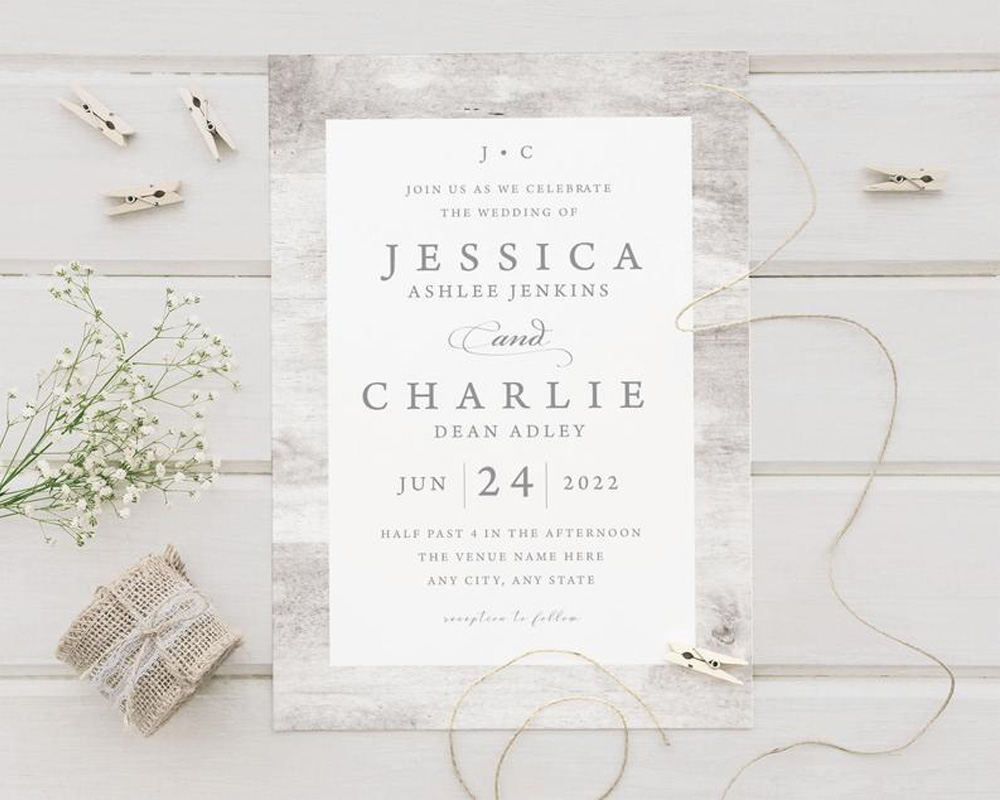 Wood And Lights Wedding Invitation