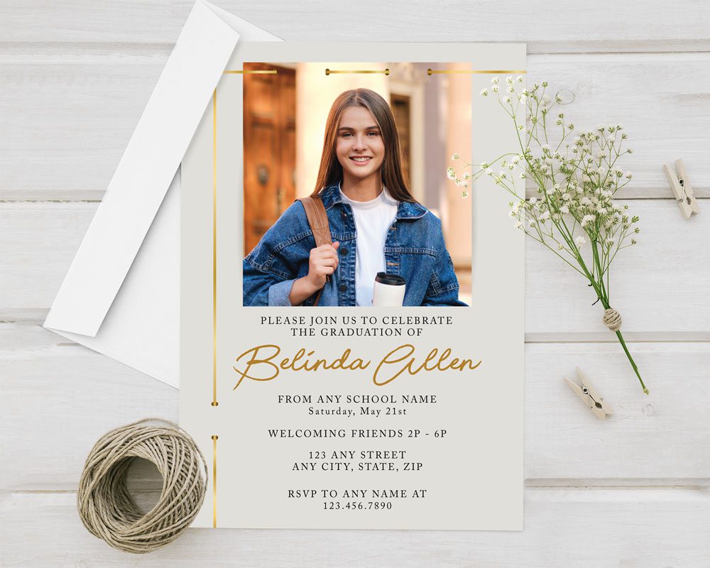 Gold Theme Graduation Invitation Go Print Plus