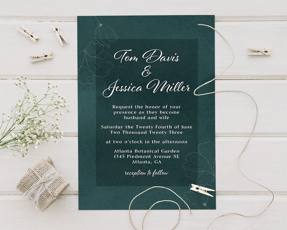 Dark Green Wedding Invitations